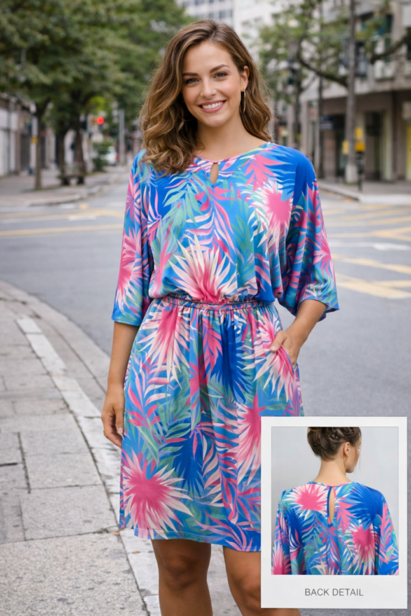 Banana Boat Printed V-Neck Shift Poly Spandex UPF50+ Dress - Basix of ...