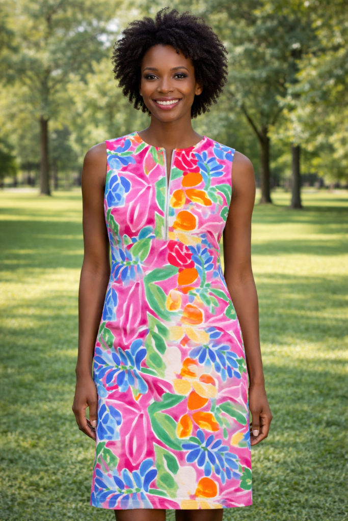 Banana Boat UPF 50+ Sleeveless Front Zip Printed Short Dress - Basix of ...