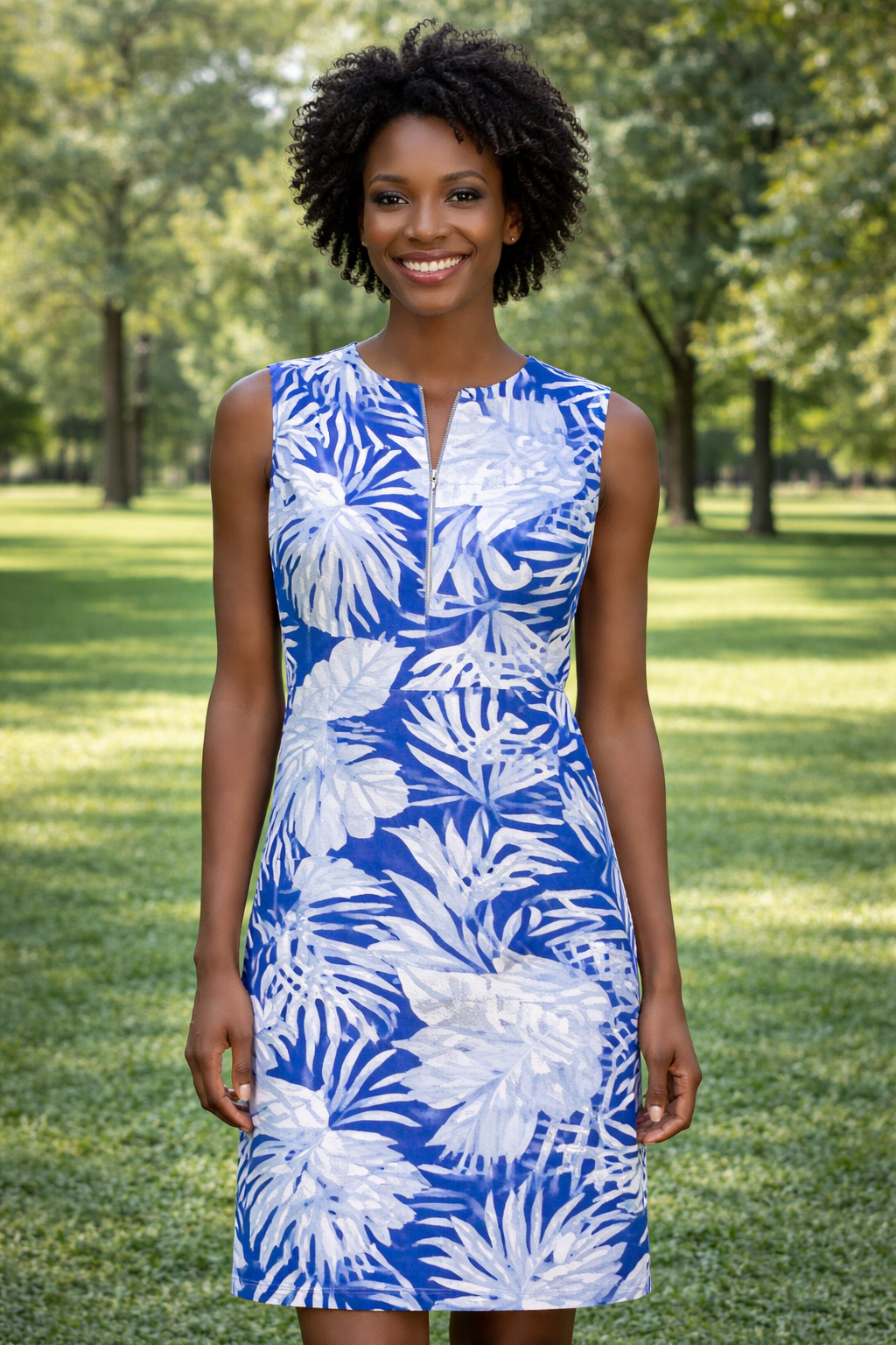 Banana Boat UPF 50+ Sleeveless Front Zip Printed Short Dress - Basix of ...